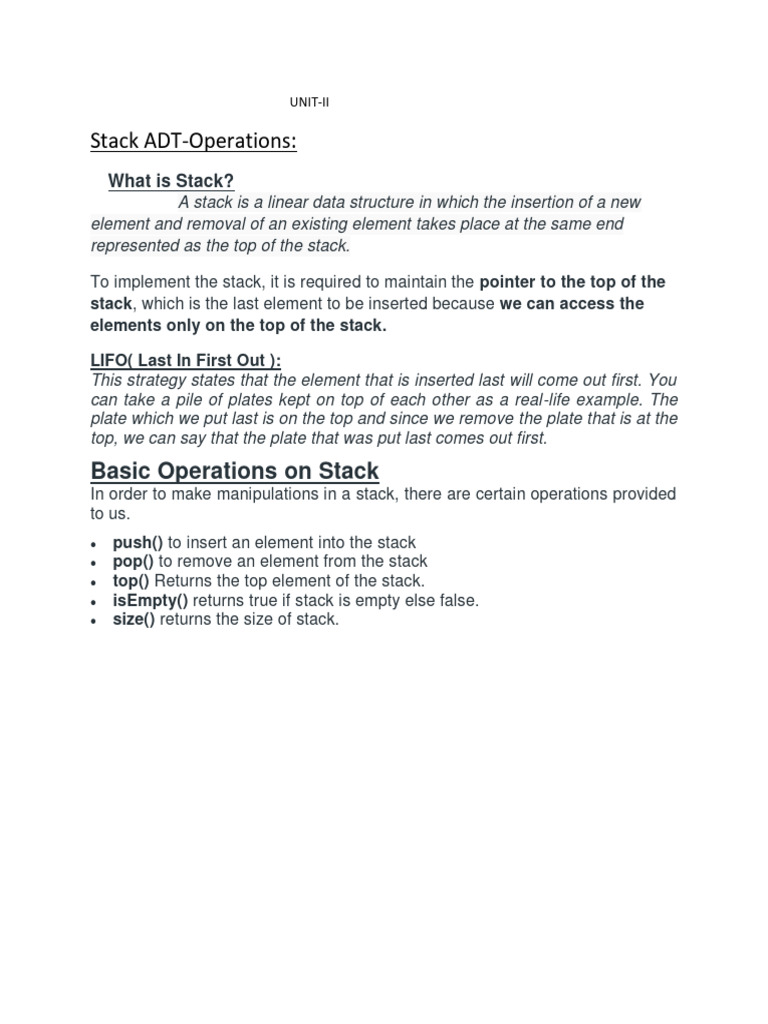 Stack ADT-Operations | PDF | Queue (Abstract Data Type) | Scheduling (Computing)