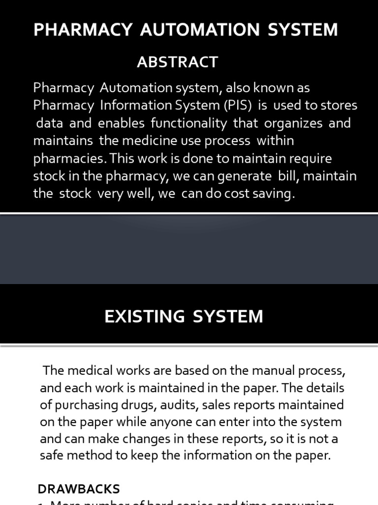 Pharmacy Automation System | PDF