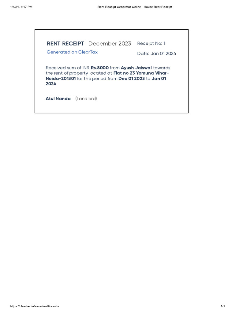 House Rent Receipt-DeC | PDF