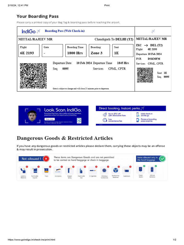 Indigo Flight 6E 2193 Boarding Info | PDF | Transport | Aviation
