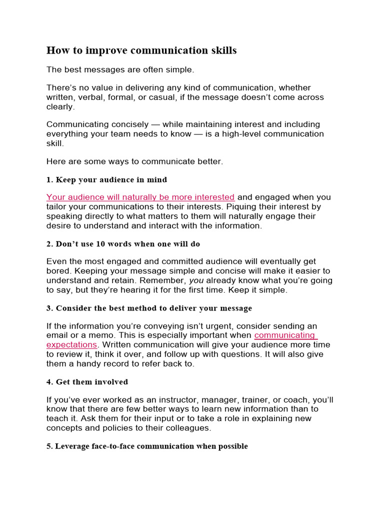 Effective Communication Skills Tips | PDF | Communication | Information