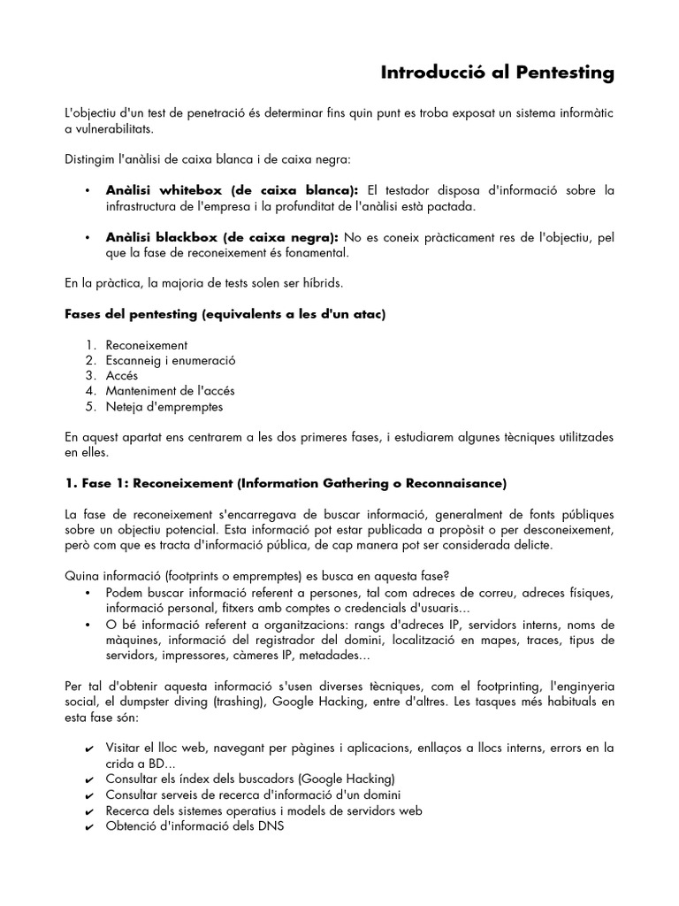 1-Introducció Al Pentesting | PDF