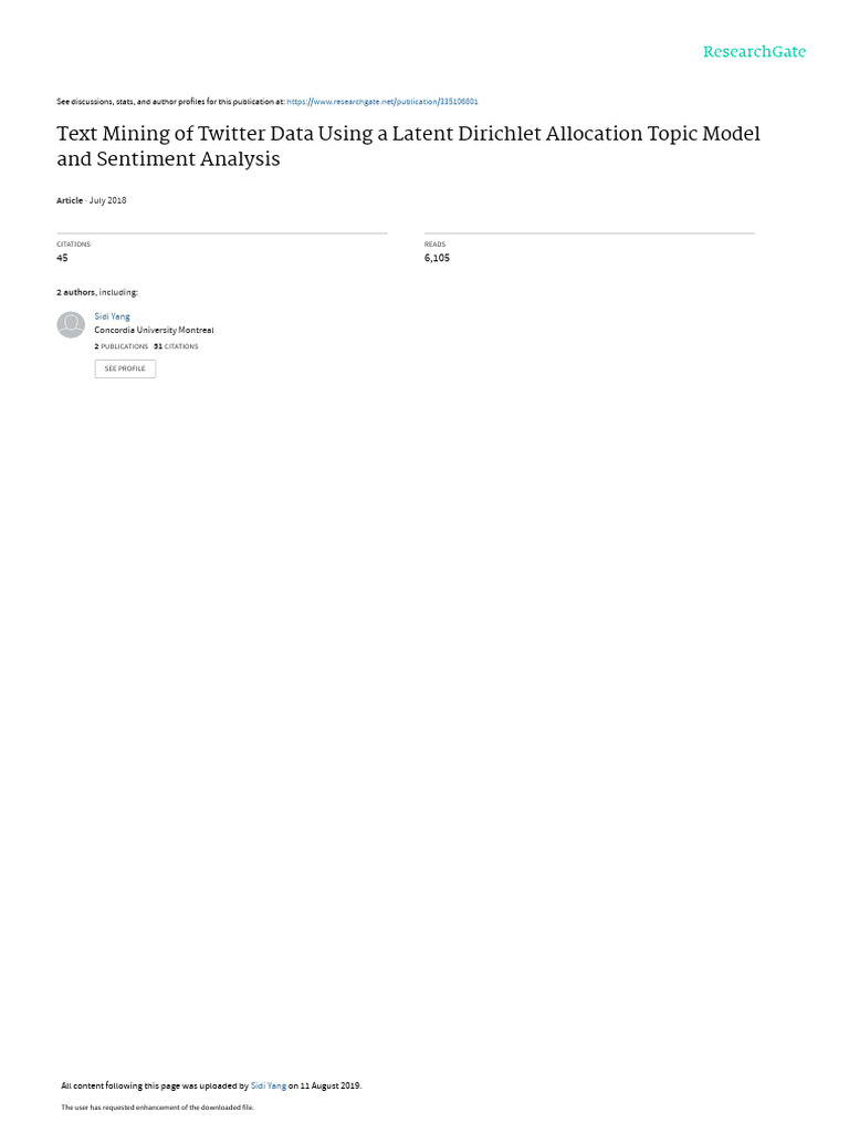 Text Mining of Twitter Data Using A Latent Dirichlet Allocation Topic Model and Sentiment ...