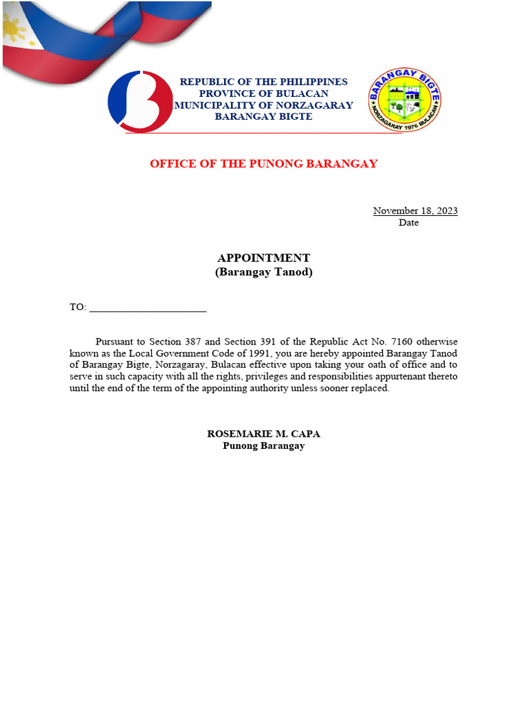 Appointment TANOD | PDF