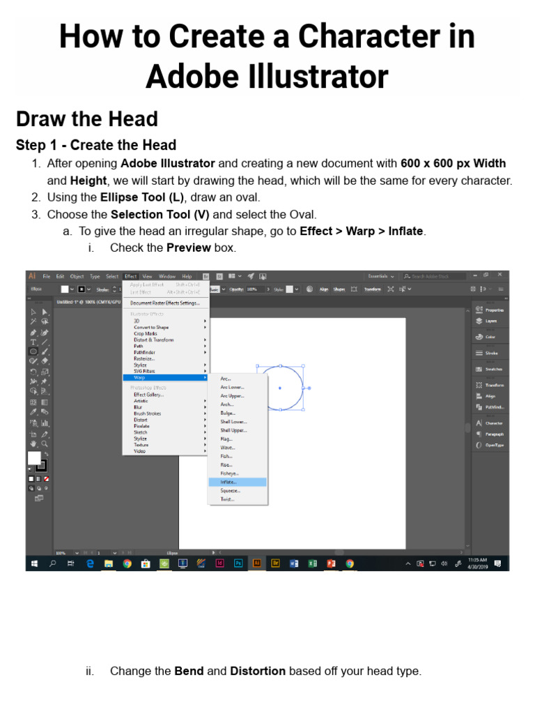 Create A Character in Adobe Illustrator | PDF | Ellipse | Rectangle