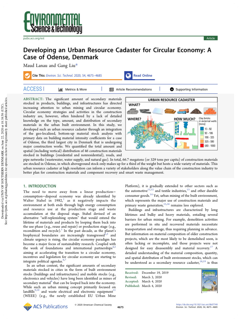 Lanau - Liu - 2020 - Developing An Urban Resource Cadaster For Circular Economy | PDF ...