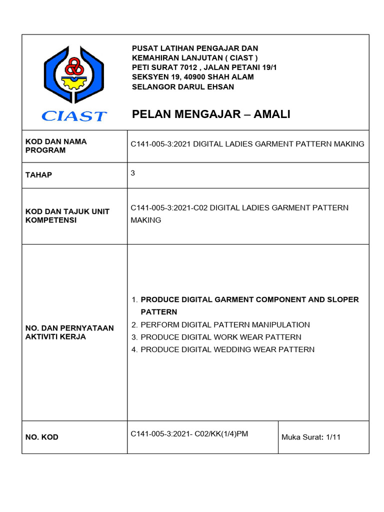 Contoh Pelan Mengajar - Amali 2022 | PDF