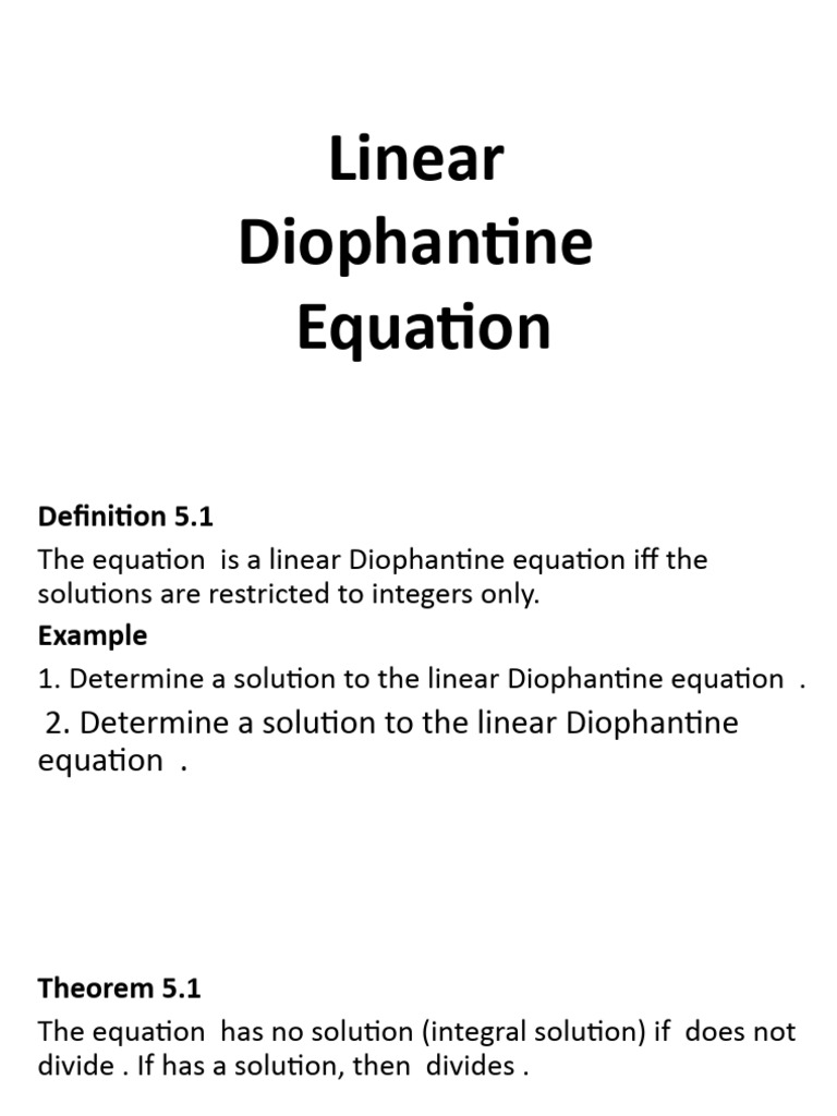 Linear Diophantine Equations Explained | PDF