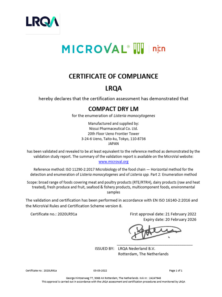 2020LR91a - Compact Dry LM Enumeration - Certificate 2022-2026 ...