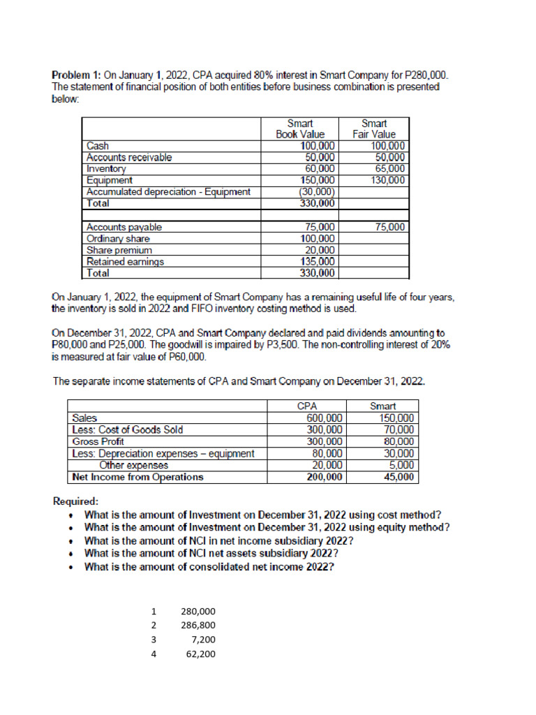 Consolidation - Cost vs. Equity Method | PDF | Goodwill (Accounting ...