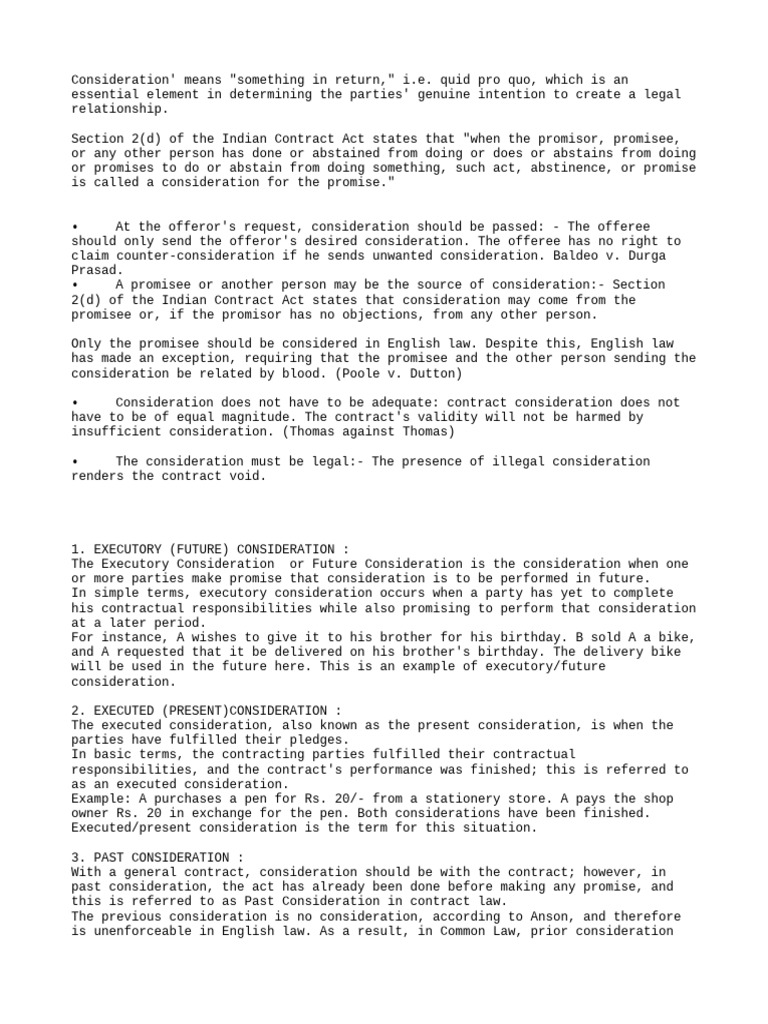 Contract | PDF | Consideration | Common Law
