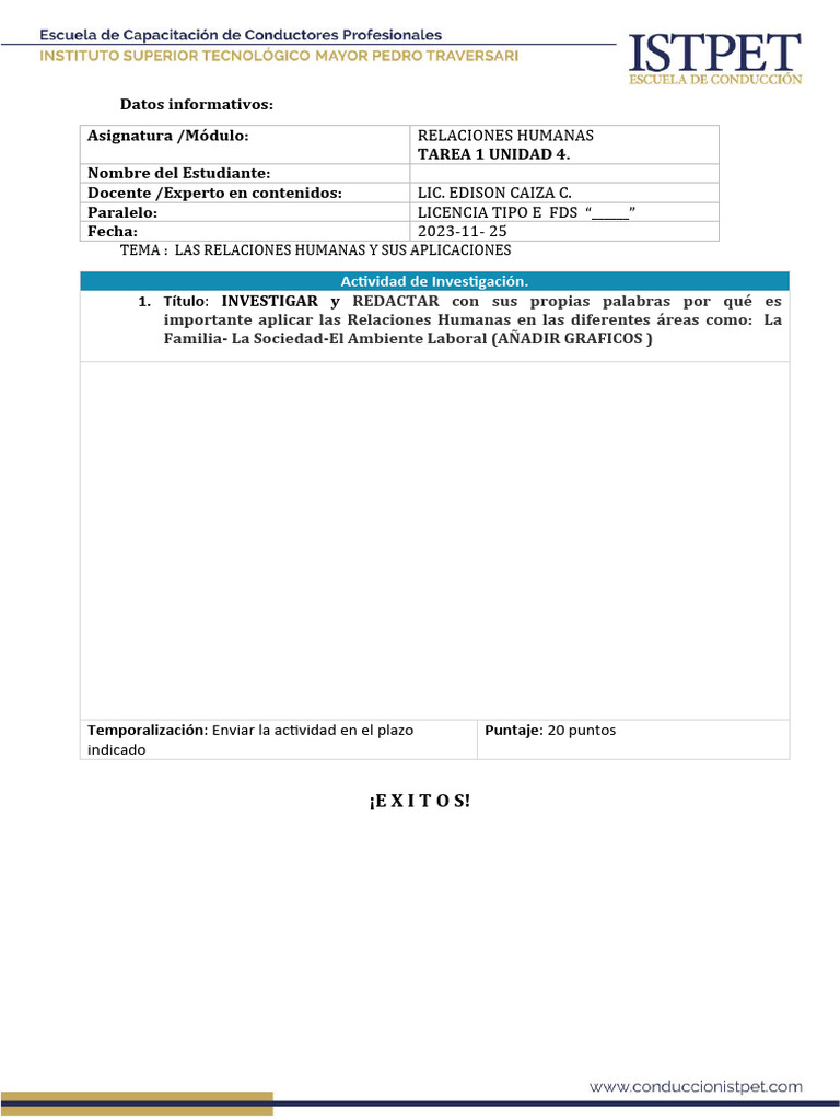 4. TAREA 1 UNIDAD 4 LA IMPORTANCIA DE LAS RELACIONES HUMANAS... | PDF