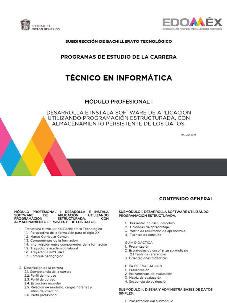 Módulo I Técnico en Informática | PDF | Software | Plan de estudios