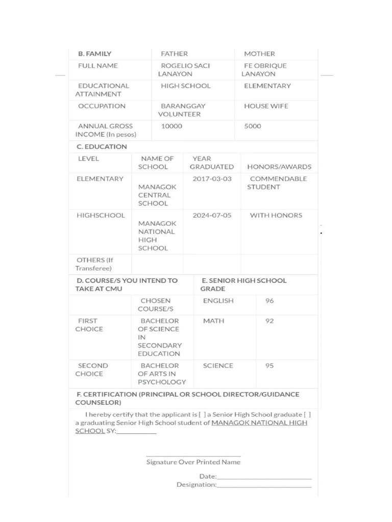 CMU Form | PDF