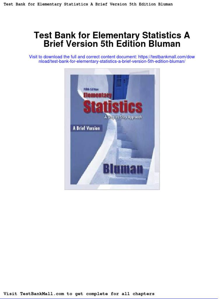 Full Test Bank For Elementary Statistics A Brief Version 5Th Edition ...