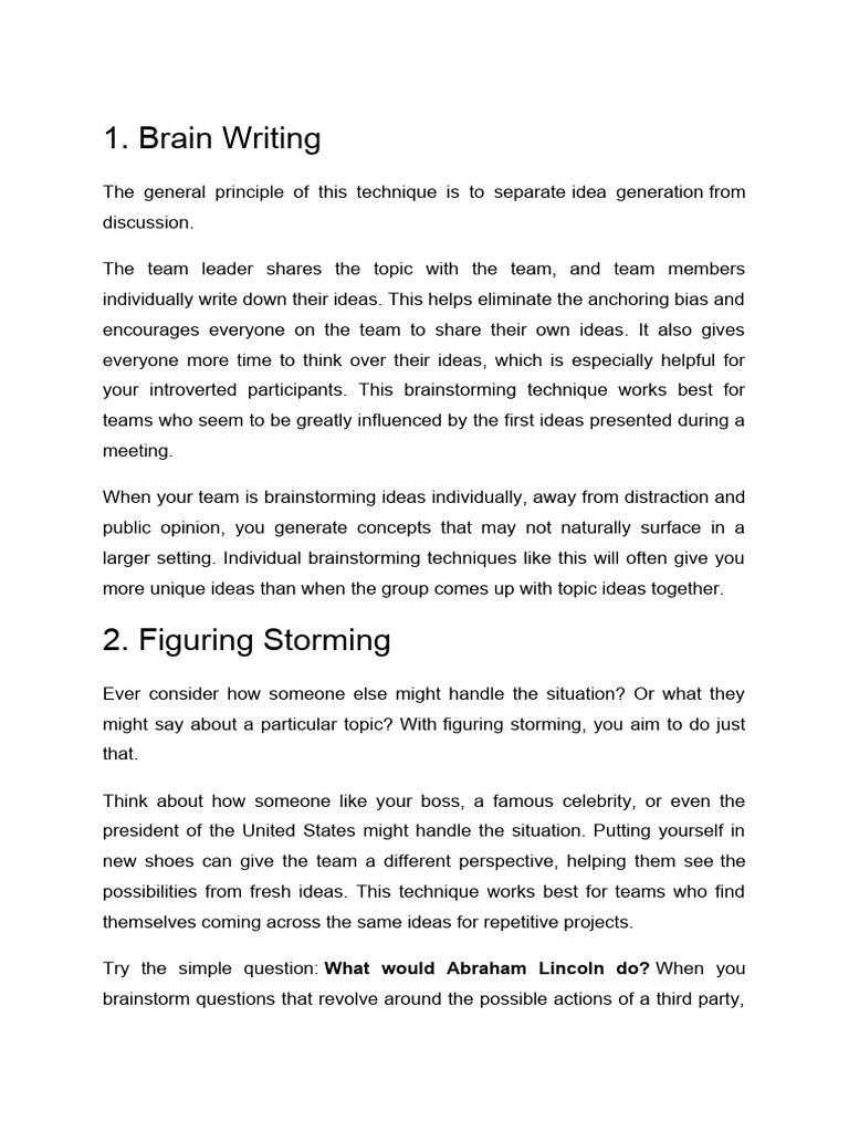 Idea Generation Techniques | PDF | Brainstorming | Human Communication