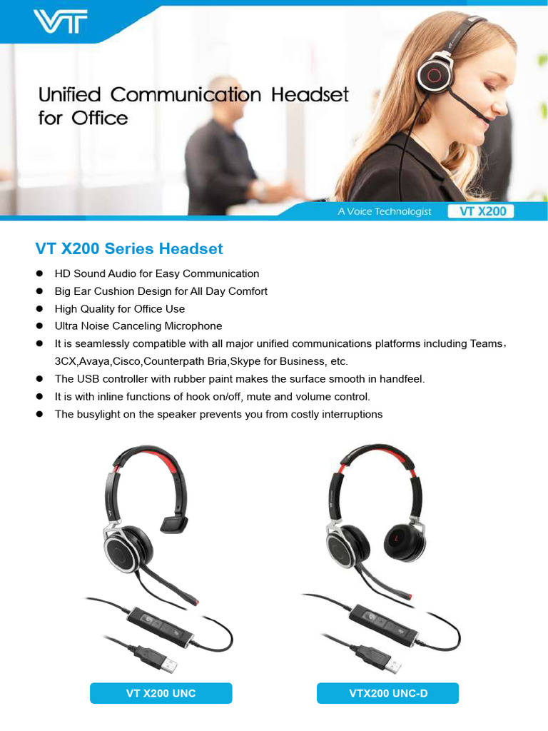 VT X200 Series Headset Overview | PDF
