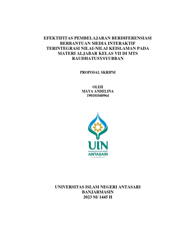 Contoh Proposal Skripsi UIN Antasari Banjarmasin-Revisi | PDF