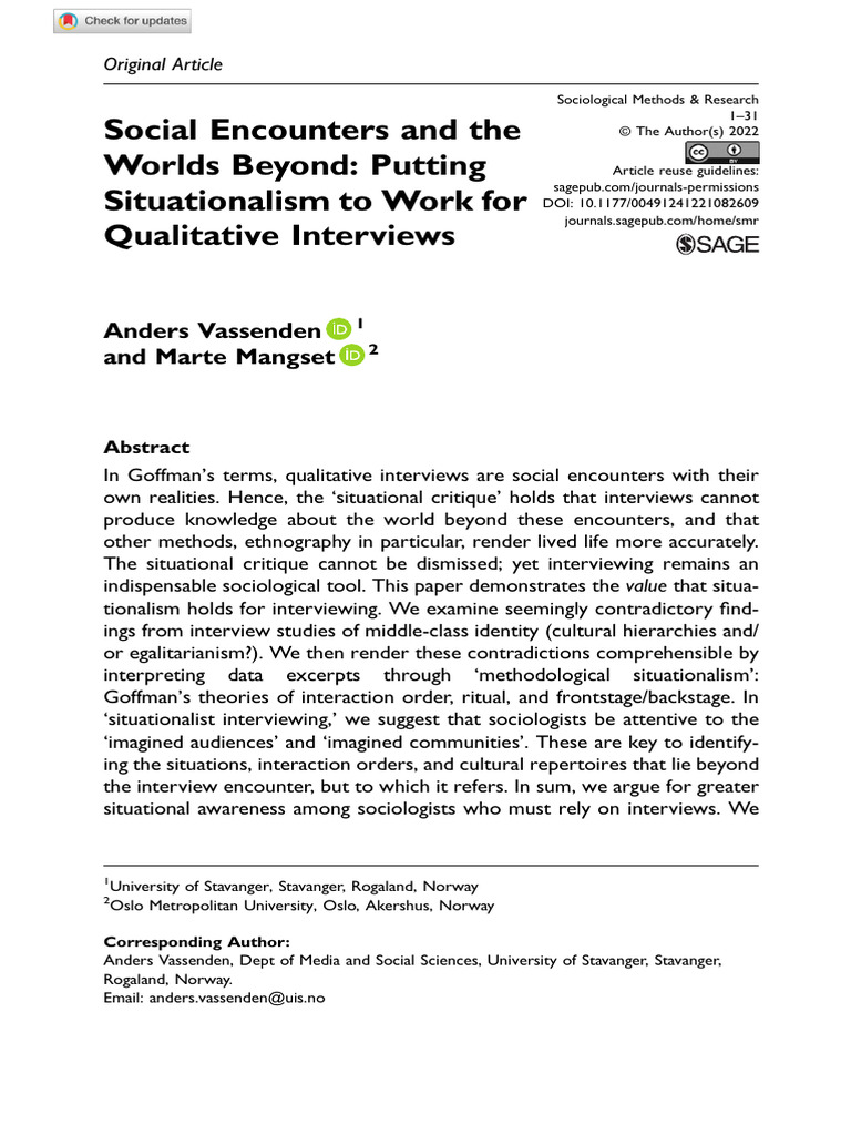 Vassenden Mangset 2022 Social Encounters and The Worlds Beyond Putting ...