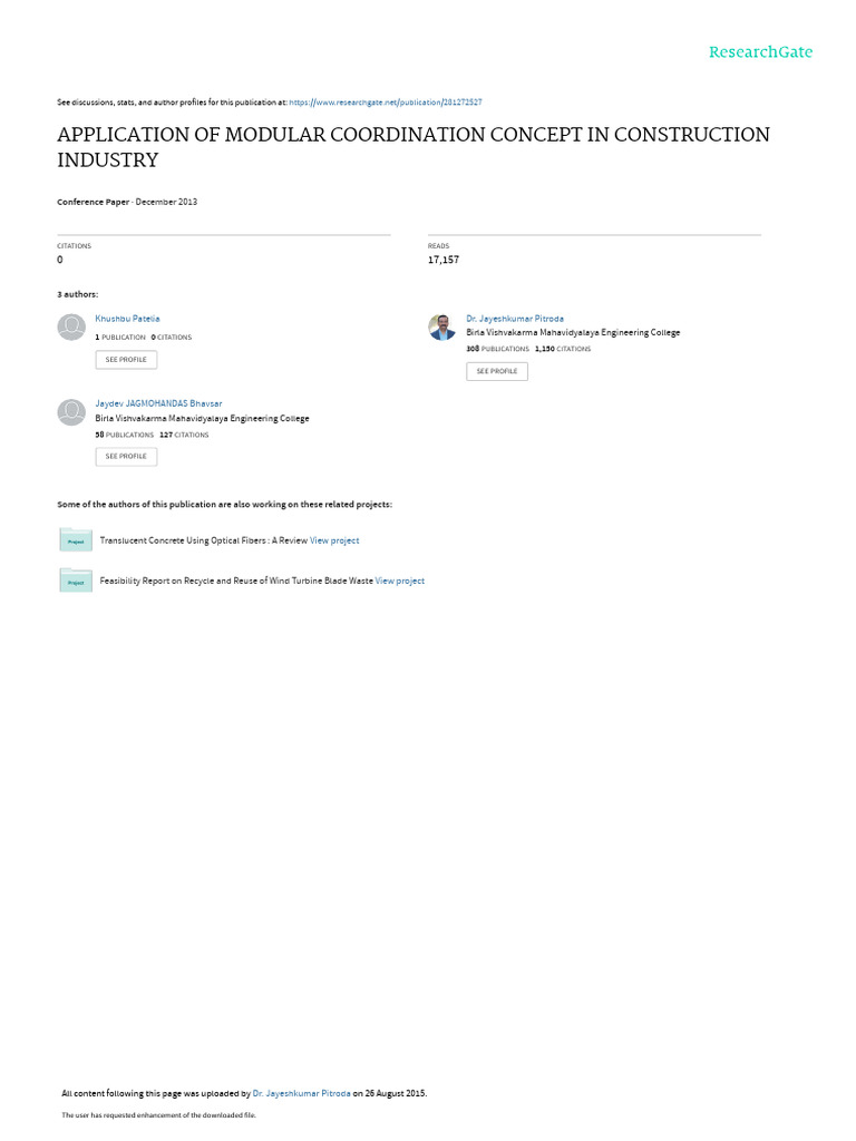 Application of Modular Coordination Conceptin | PDF | Engineering Tolerance | Modularity