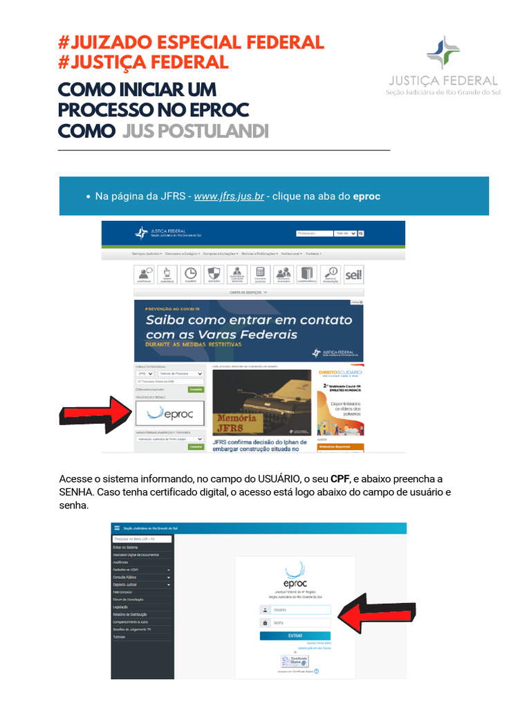 Guia para Iniciar Processo no eproc | PDF