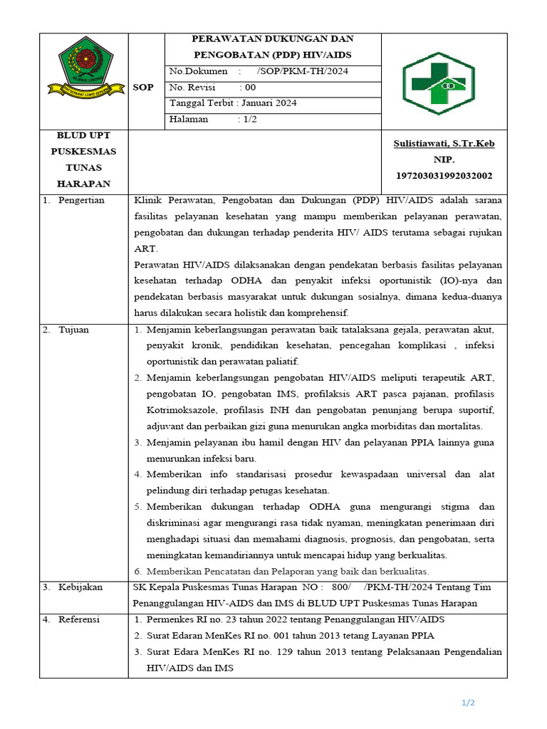 SOP PDP HIV | PDF