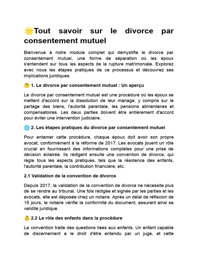 Divorce Amiable : Guide Complet | PDF | Divorce | Mariage