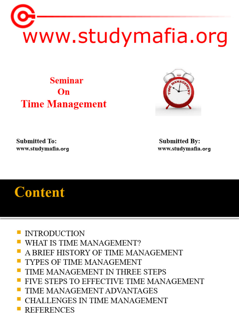 mba TIME MANAGEMENT ppt | PDF | Professional Skills | Time Management