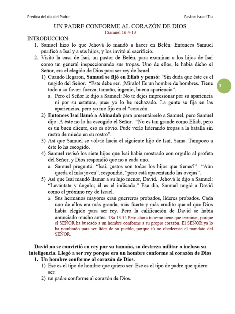 Un Padre Conforme Al Corazón de Dios | PDF | David | Dios