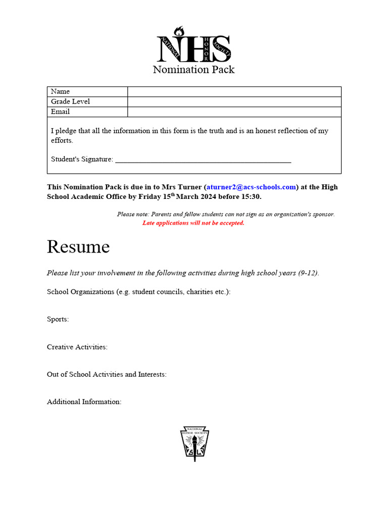 2024 NHS Nomination Pack | PDF