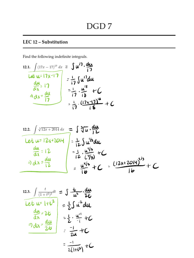 Indefinite Integrals & Applications | PDF | Equations | Algebra