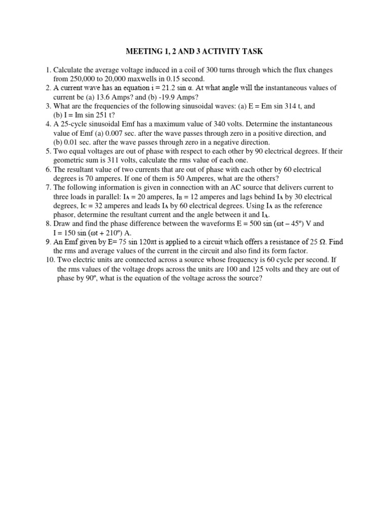 Meeting 1 2 and 3 TASK | PDF