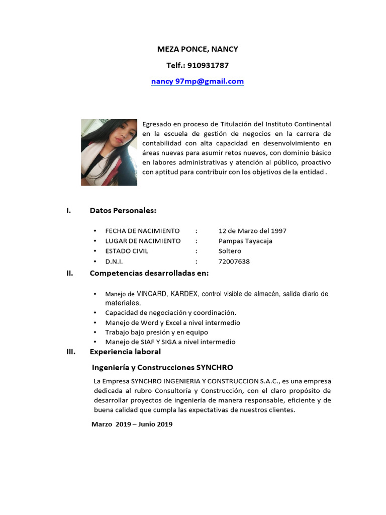 Nancy MP CV | PDF | Economias | Business