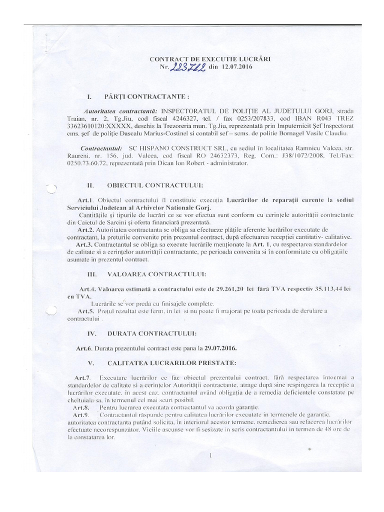 Contractul 1 | PDF