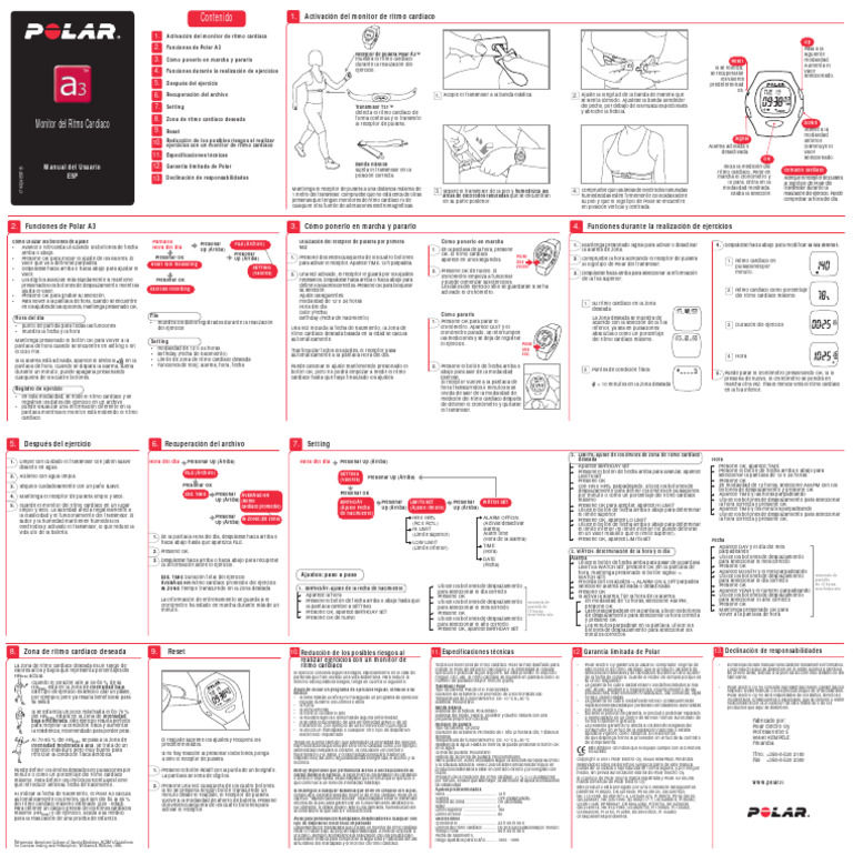 Manual POLAR A3 ESP B | PDF | Ritmo