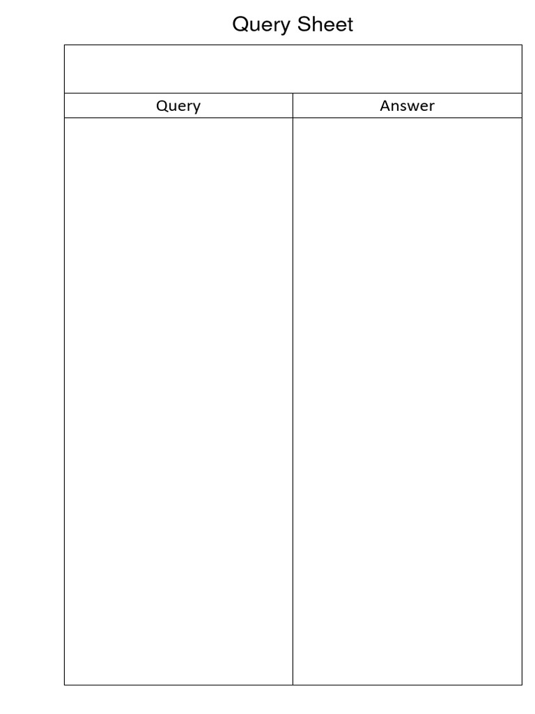 Query Sheet Pdf 