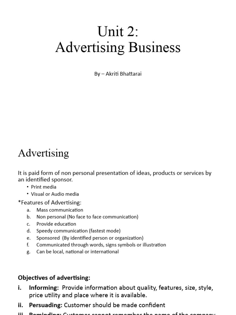 Unit 2 - Marketing Communication | PDF | Advertising | Sales