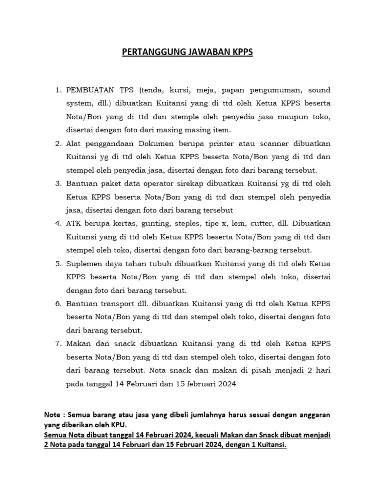 Susunan SPJ KPPS | PDF | Pengelolaan Keuangan & Uang | Hukum