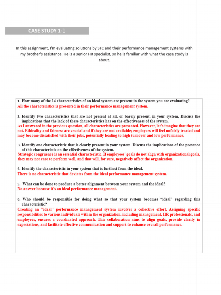 Case Study | PDF | Performance Appraisal | Goal