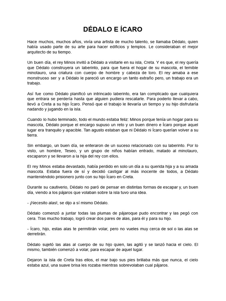 MITO DÉDALO E ÍCARO 4º ESO | PDF | Minotauro
