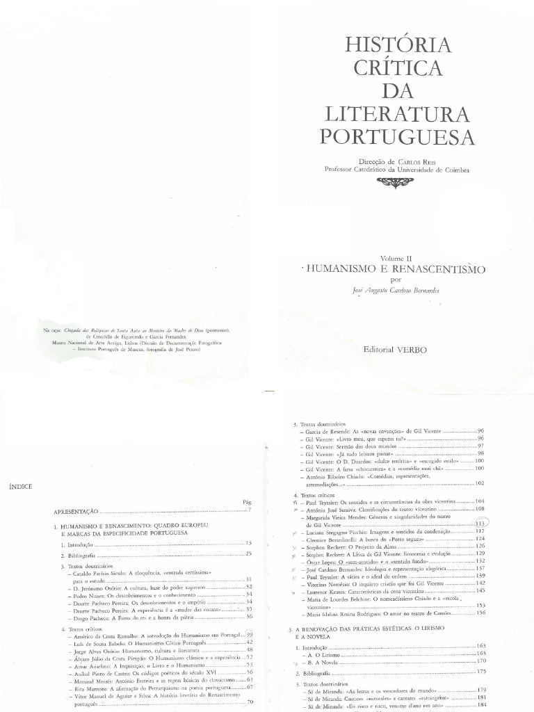 História Crítica Da Literatura Portugues Vol2 | PDF
