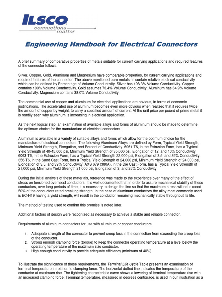 Engineering Handbook For Electrical Connectors | PDF | Creep ...