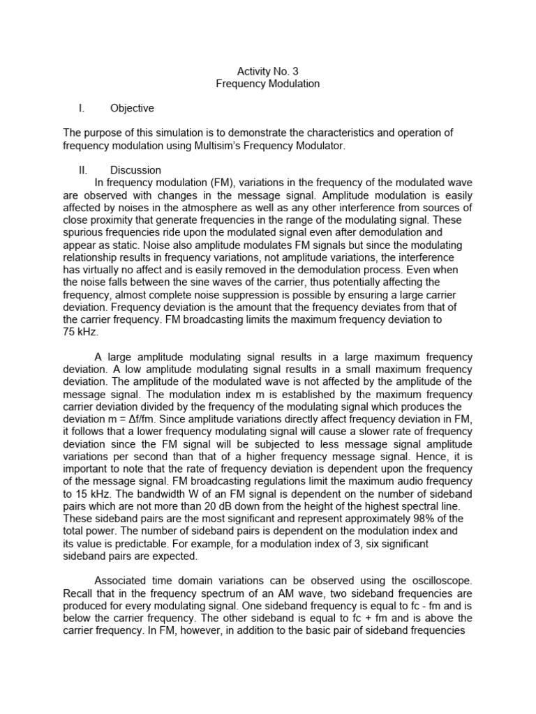 Activity No. 3 | PDF | Frequency Modulation | Modulation
