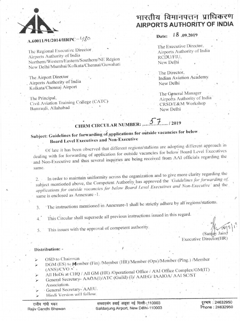 Aai Outside Employment Noc Rules | PDF | Civil Aviation | Transport Safety