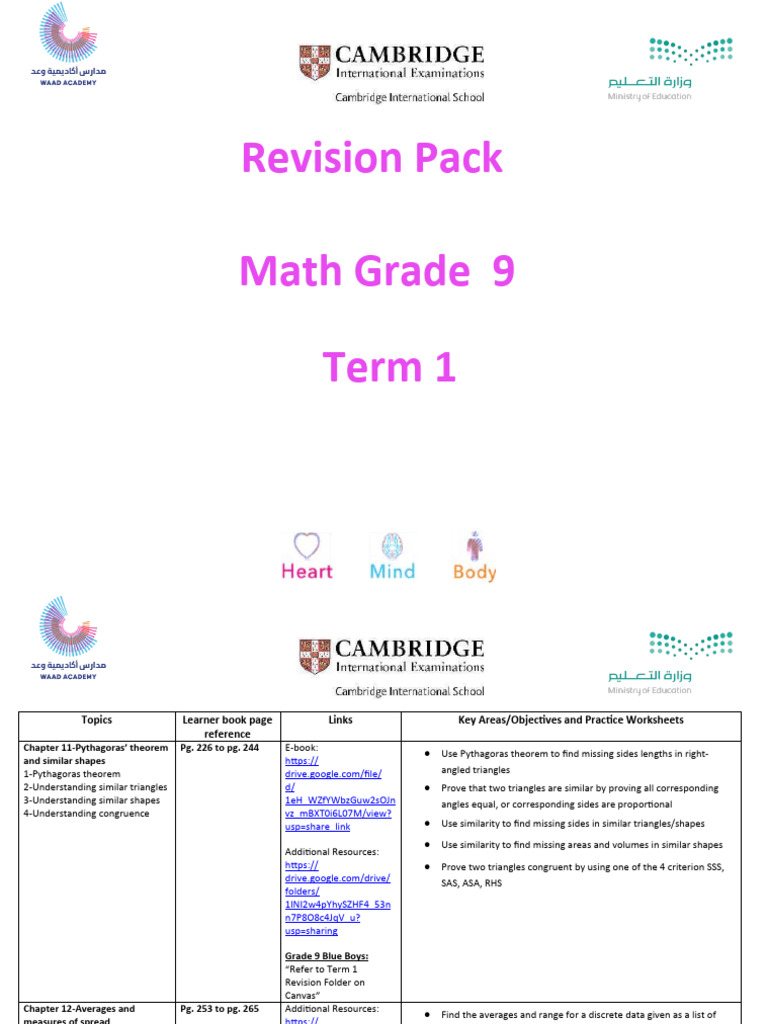 G9 Math Revision Guide | PDF | Triangle | Mathematics