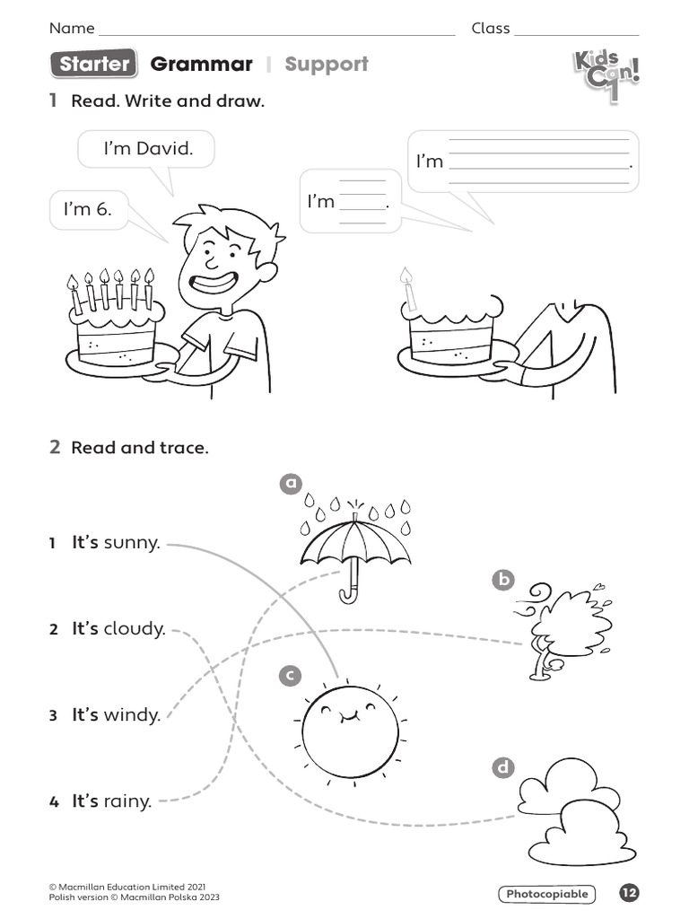 12 - Kids Can - 1 - TRF - U0 - Grammar - Support | PDF