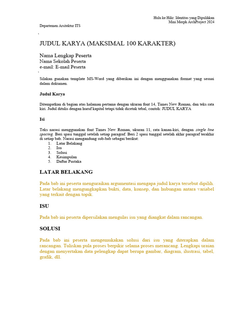 Template Narasi Mini Morph 2024 | PDF | Seni & Disiplin Bahasa