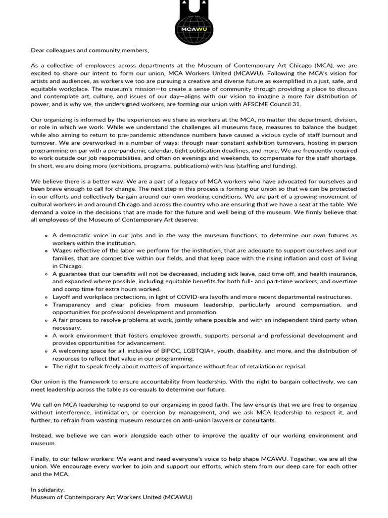 Mcawu Afscme Letter | PDF | Cost Of Living | Employment