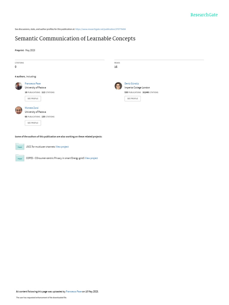 Semantic Communication for Models | PDF | Information | Computer Network