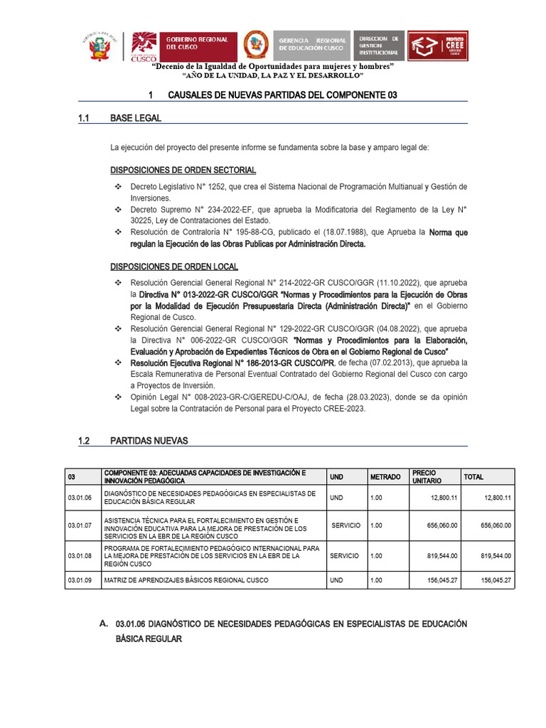 Justificación Nuevas Partidas c3 | PDF | Plan de estudios